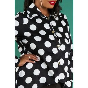 Tops | Long Sleeve Polka Dot Printed Top Black | Poshmark